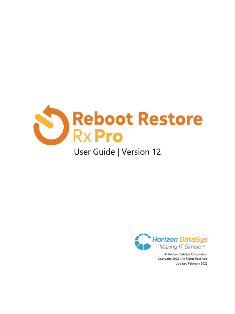 Reboot Restore RX Pro v12 User Guide | PDF | Booting | Installation (Computer Programs)