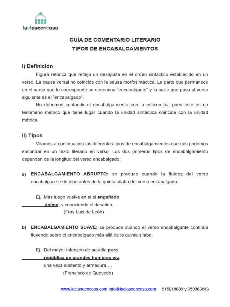 Tipos de Encabalgamiento en Literatura | PDF