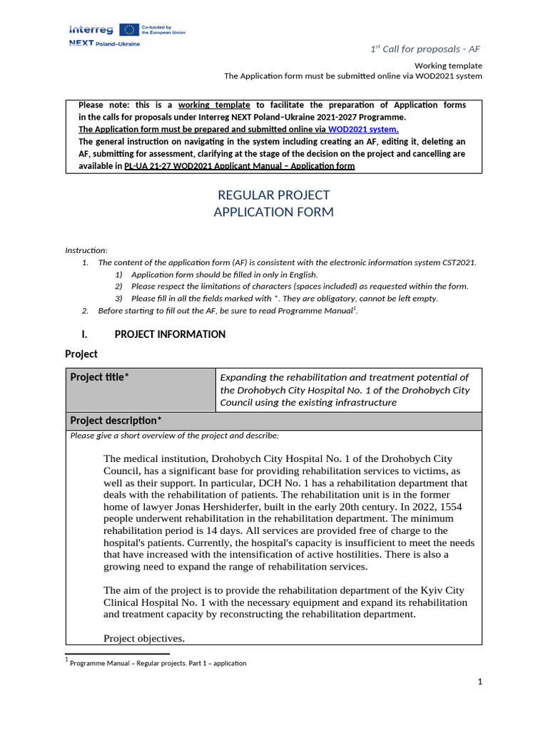 Annex 1. Application form (1) (1) англ версія 24 липня | PDF | Physical ...