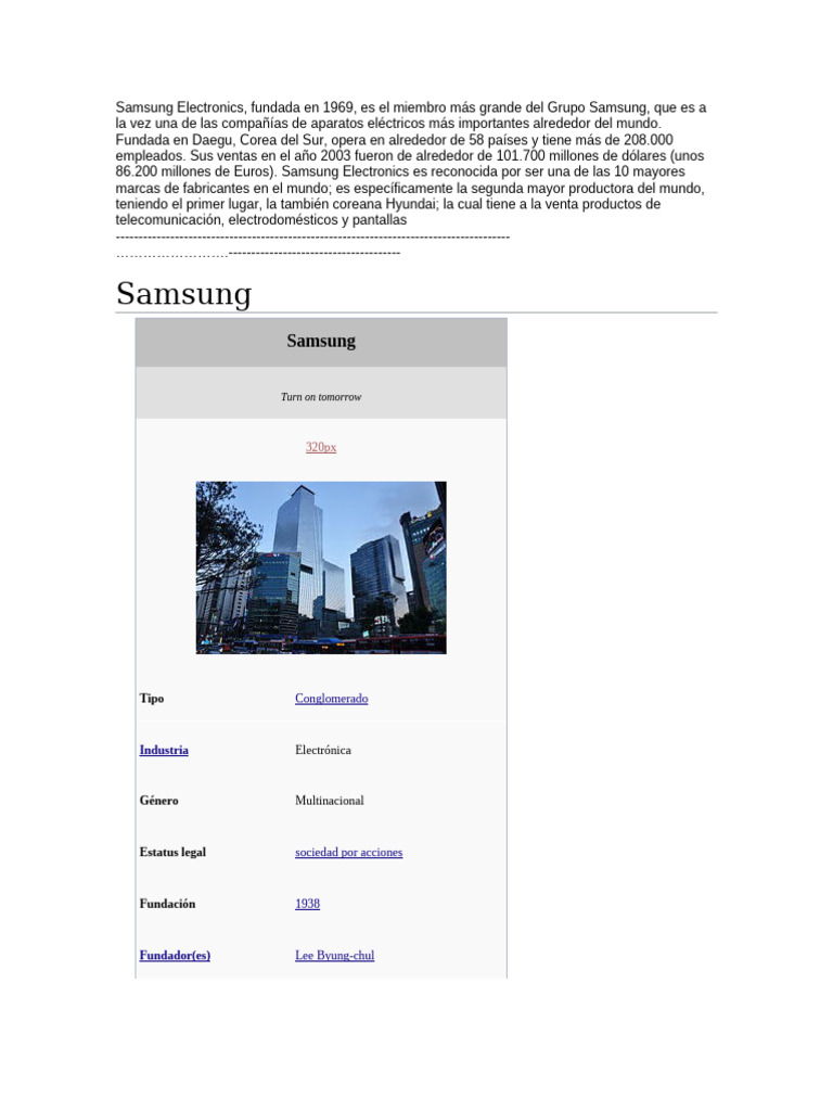 Historia y Expansión de Samsung | PDF | Samsung Electronics | Samsung