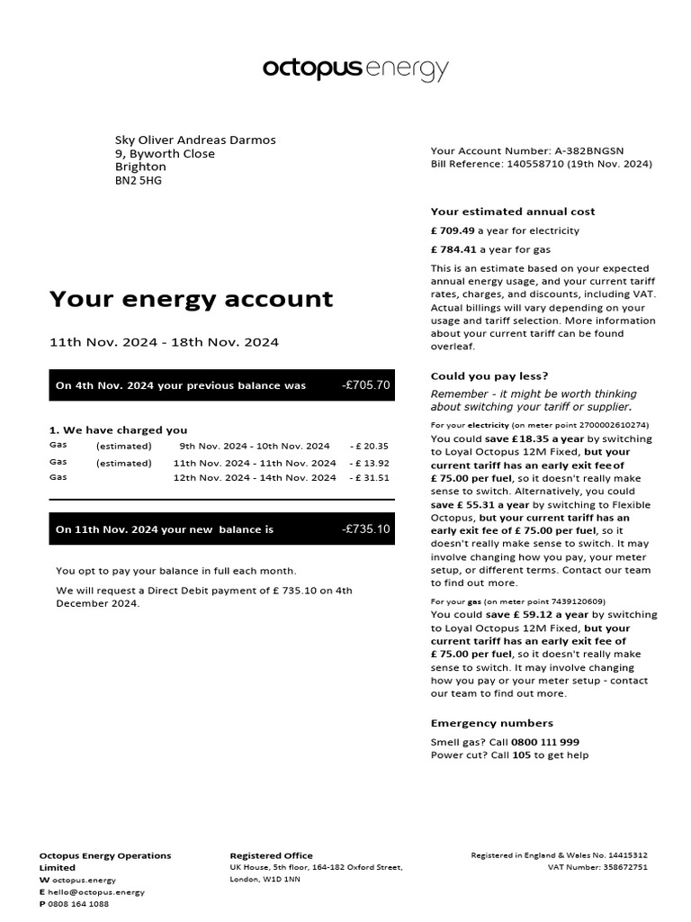Octopus Energy Statement 2024 11 18 Sky Darmos A | PDF | Value Added ...