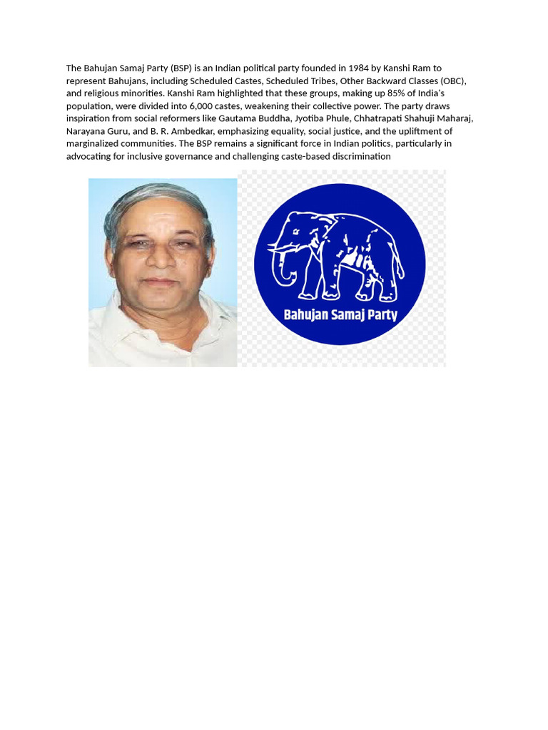 The Bahujan Samaj Party | PDF | Political Science