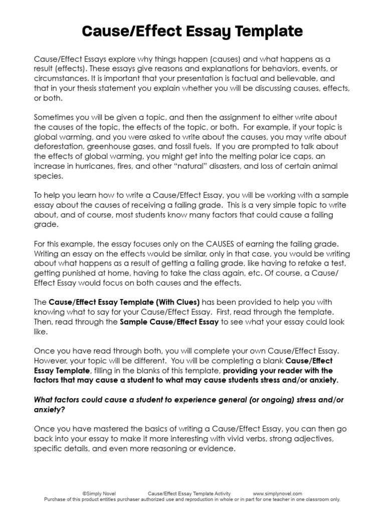 PRINTABLE Cause Effect Essay Template | PDF | Essays | Climate Change