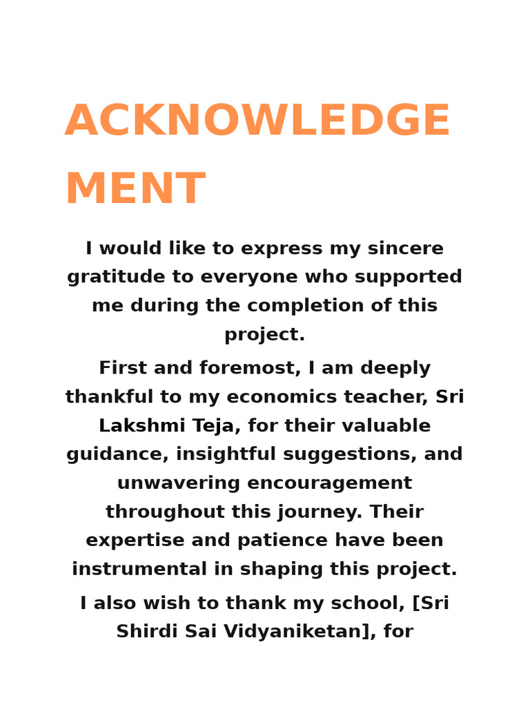 ACKNOWLEDGEMENT Here's A Sample Acknowledgment Section For Your ...