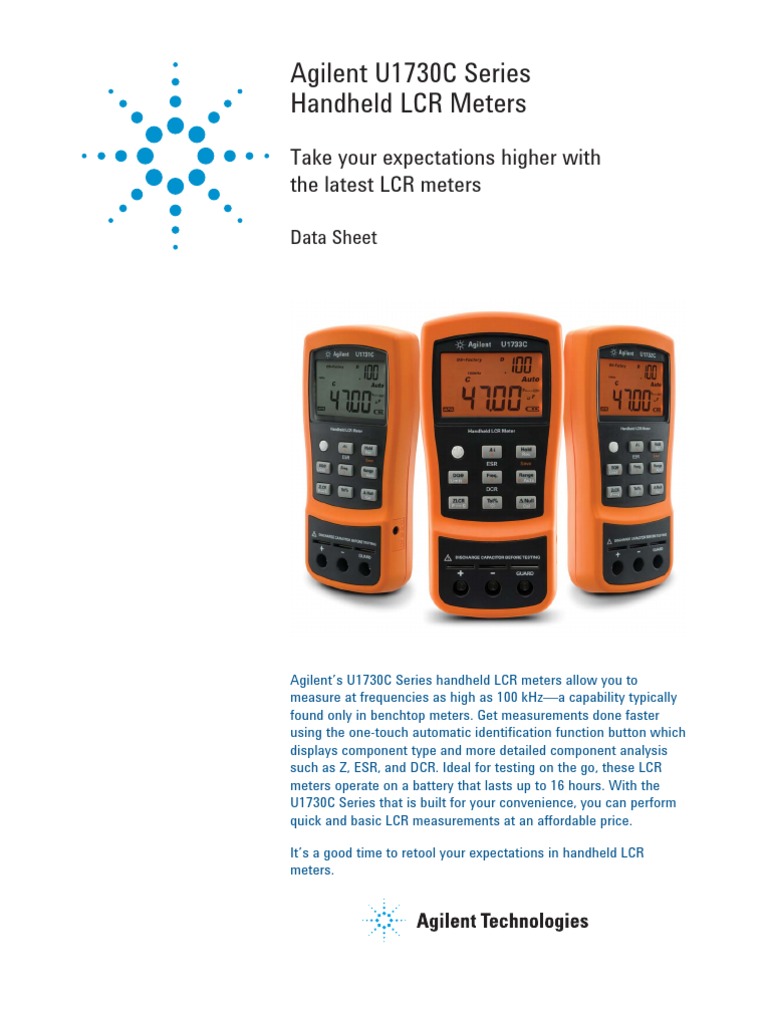 Agilent U1730C Series Handheld LCR Meters: Take your expectations ...