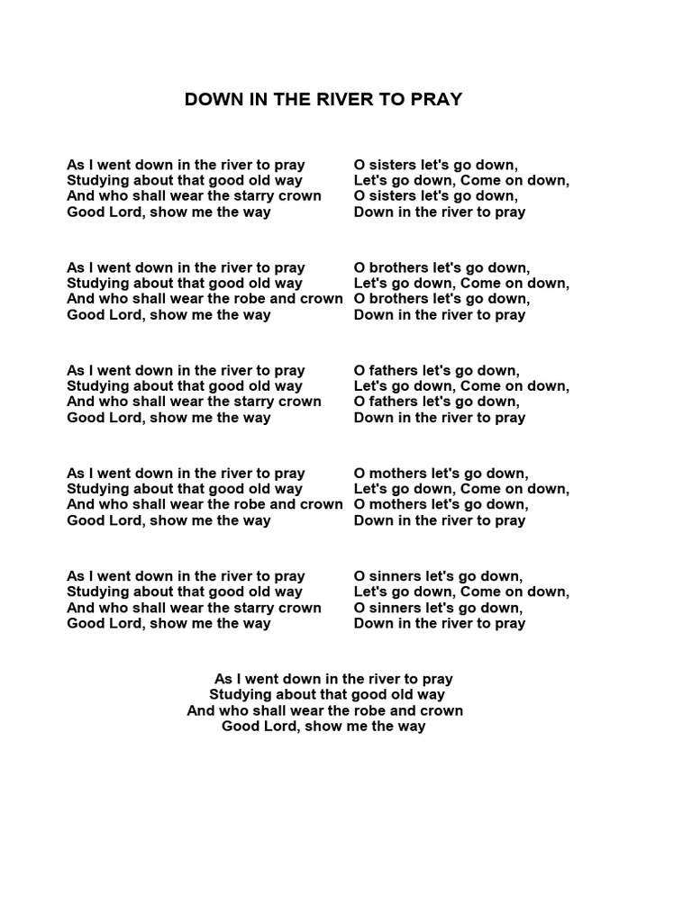 Down in the River to Pray Lyrics | PDF