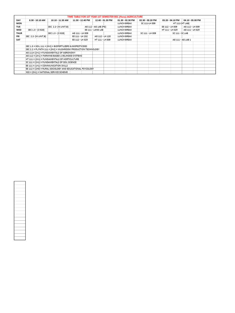Time Table | PDF