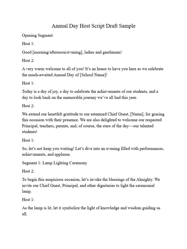 Annual Day Host Draft Sample | PDF