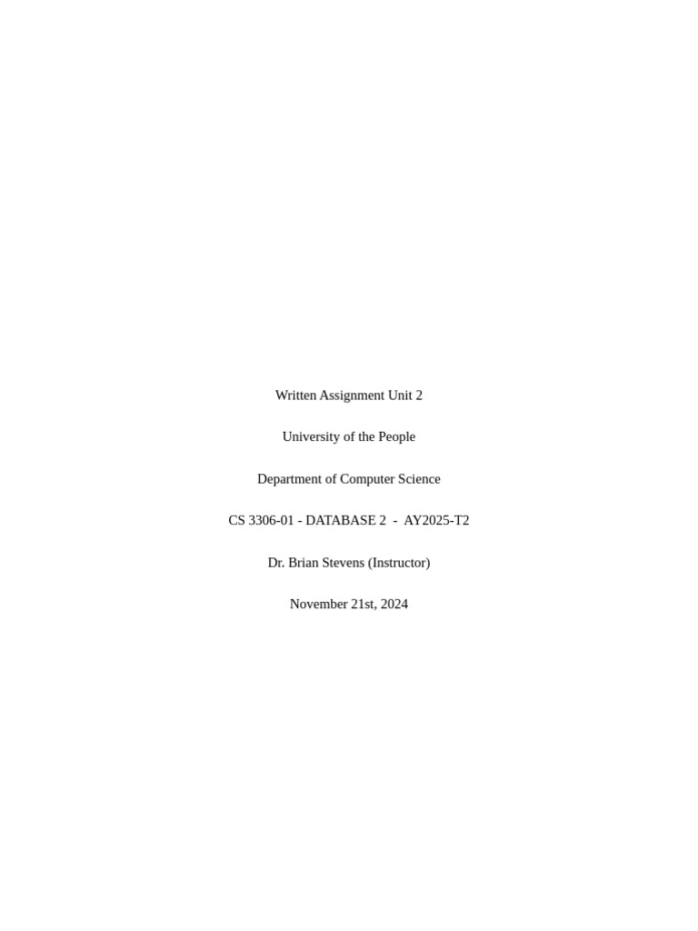 CS_3306_01_Written_Assignment_Unit_2 | PDF | Database Transaction | Information Technology ...