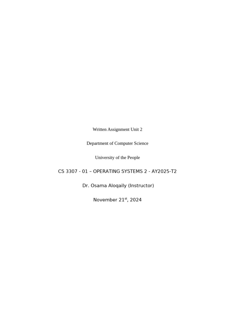 CS_3307_01_Written_Assignment_Unit_2 | PDF | Parallel Computing | Simulation