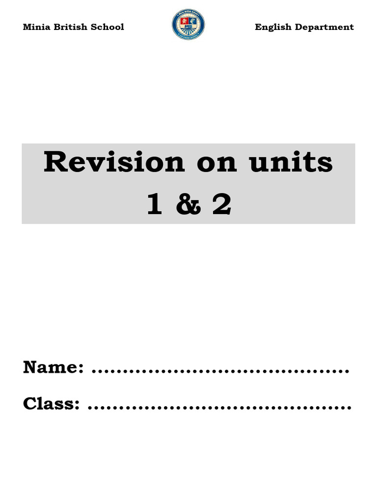 Revision on units 1 - 2 | PDF