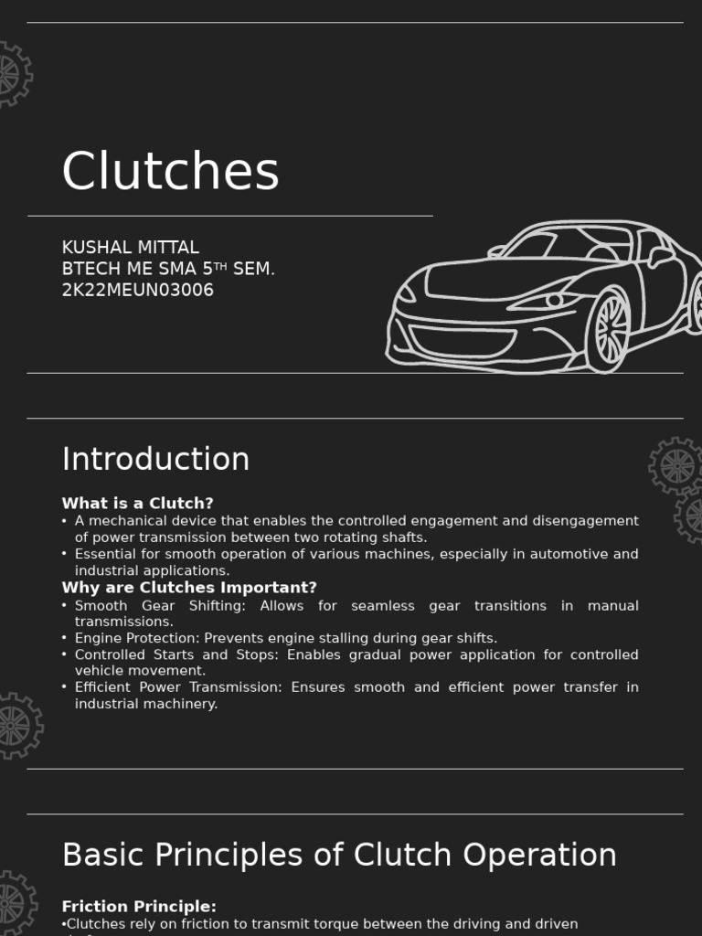 clutches ppt for MD | PDF | Clutch | Friction
