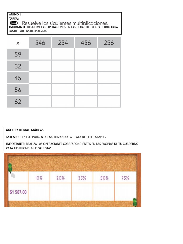 ANEXOS DE MATEMÁTICAS 6° TAREAS | PDF
