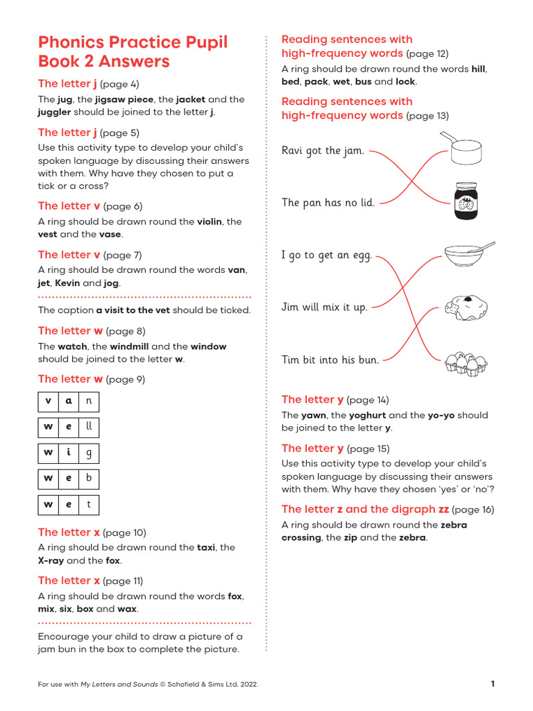My Letters and Sounds Reception Practice Book 2 Answers | PDF ...