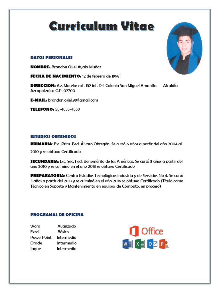 CV de Brandon Osiel Ayala Muñoz | PDF | Informática
