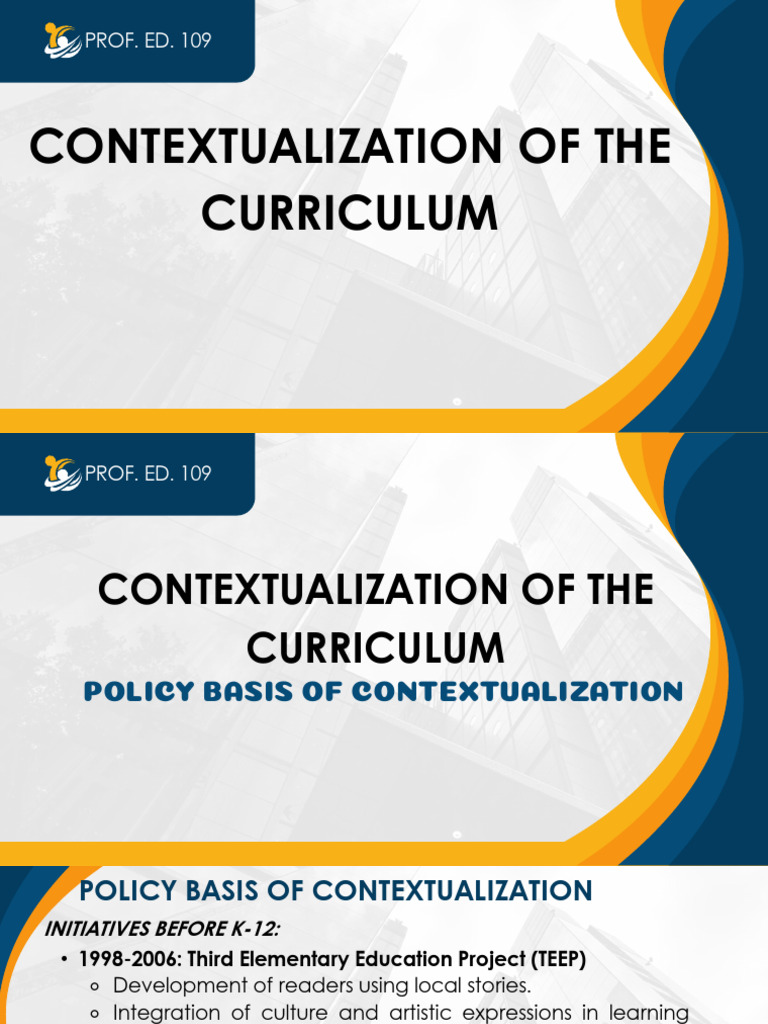 Unit IV Contextualization of The Curriculum and Researches Finals | PDF | Curriculum | Programme ...