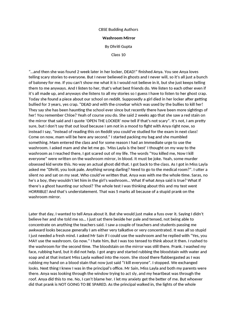 Horror Story Writing Contest Class 10 | PDF