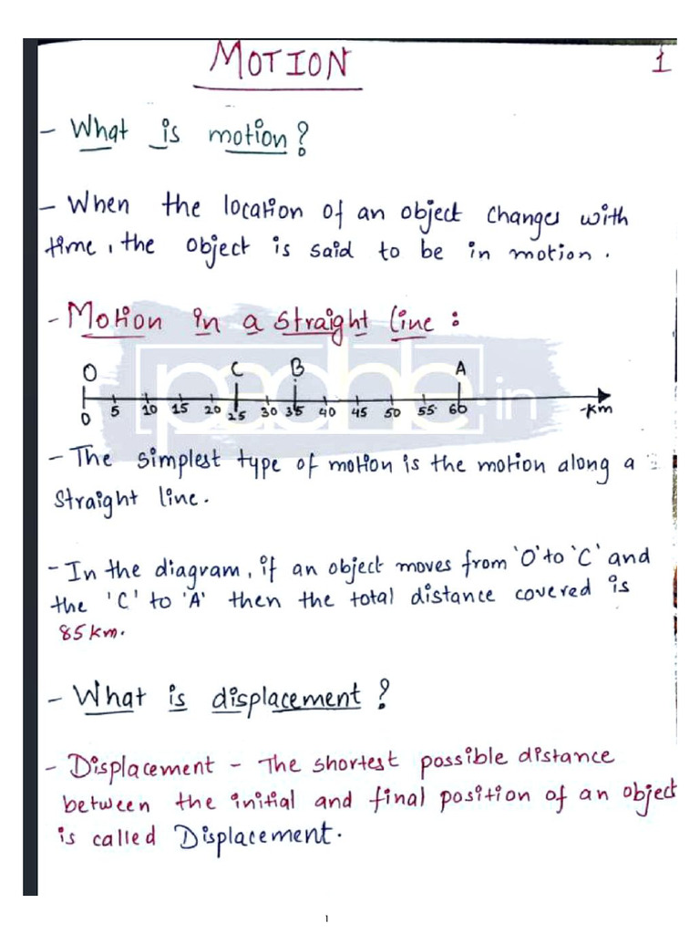 Class 9th Science CH 8 - Motion Handwritten Notes | PDF