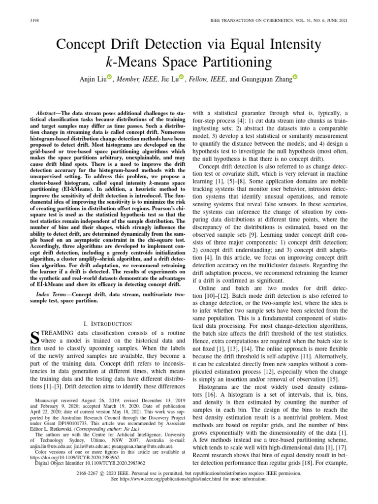Concept Drift Detection with EI-kMeans | PDF | Chi Squared Test ...