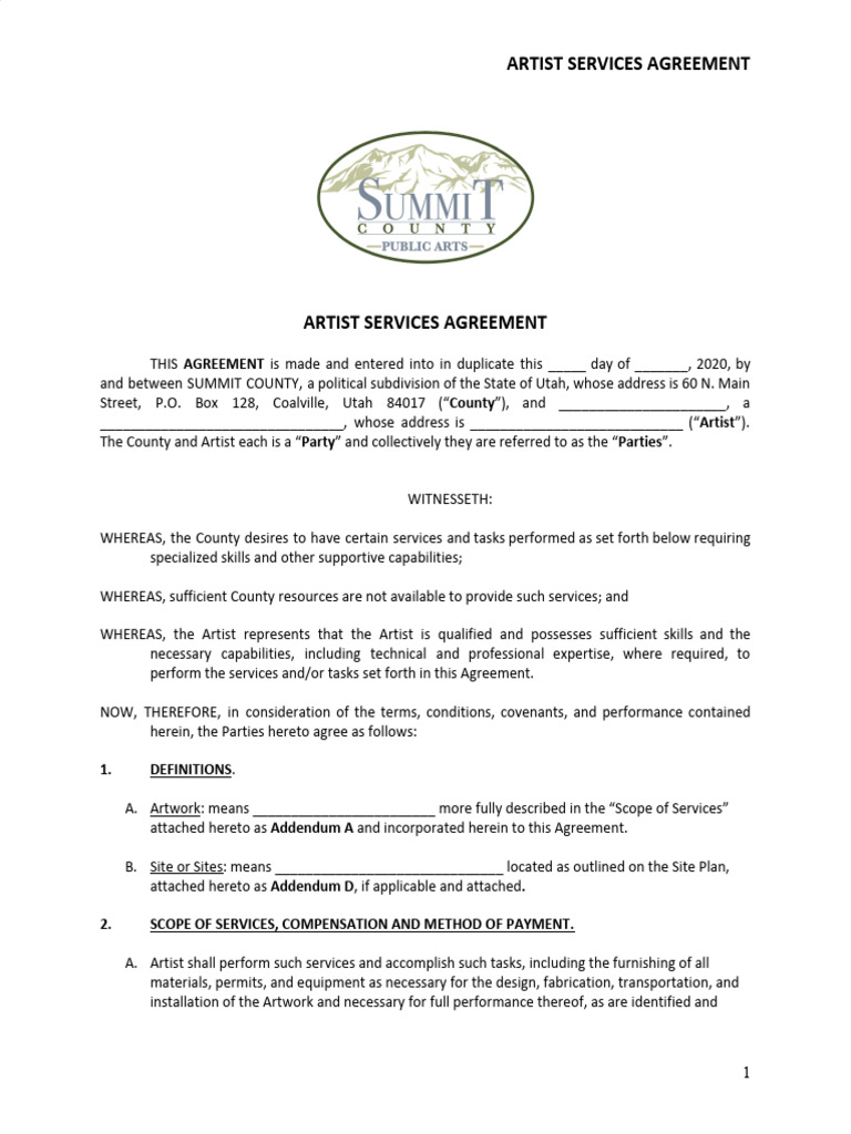Boilerplate Artist Contract - RFQ | PDF | Indemnity | Common Law