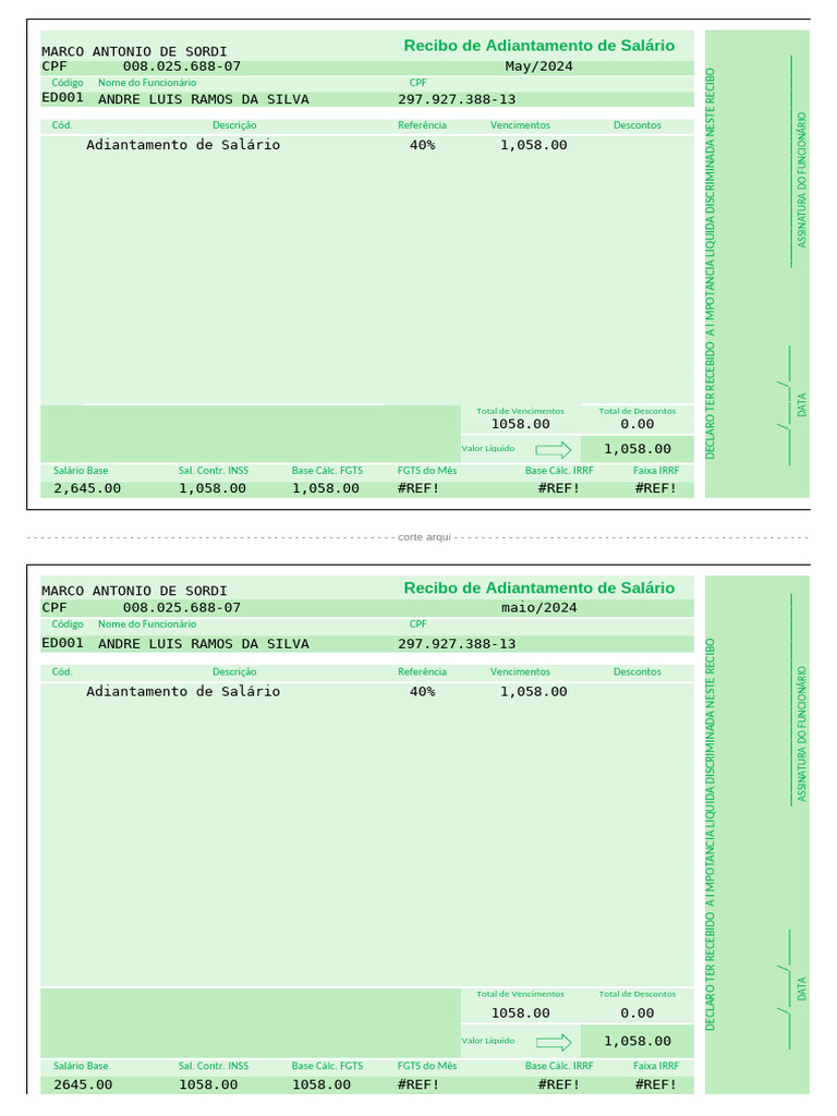 Modelo de Holerite Planilha | PDF