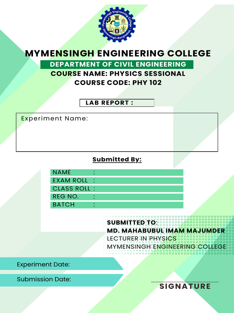Physics Lab Report Cover (1) | PDF