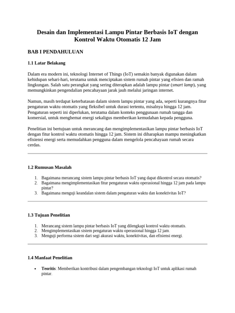 Desain dan Implementasi Lampu Pintar Berbasis IoT dengan Kontrol Waktu ...