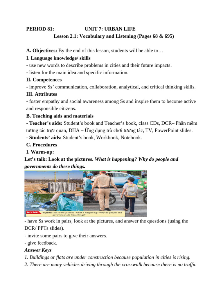 Unit 7 - Lesson 2.1 - Vocab & Listening - Pages 68 & 69 | PDF | Adverb ...
