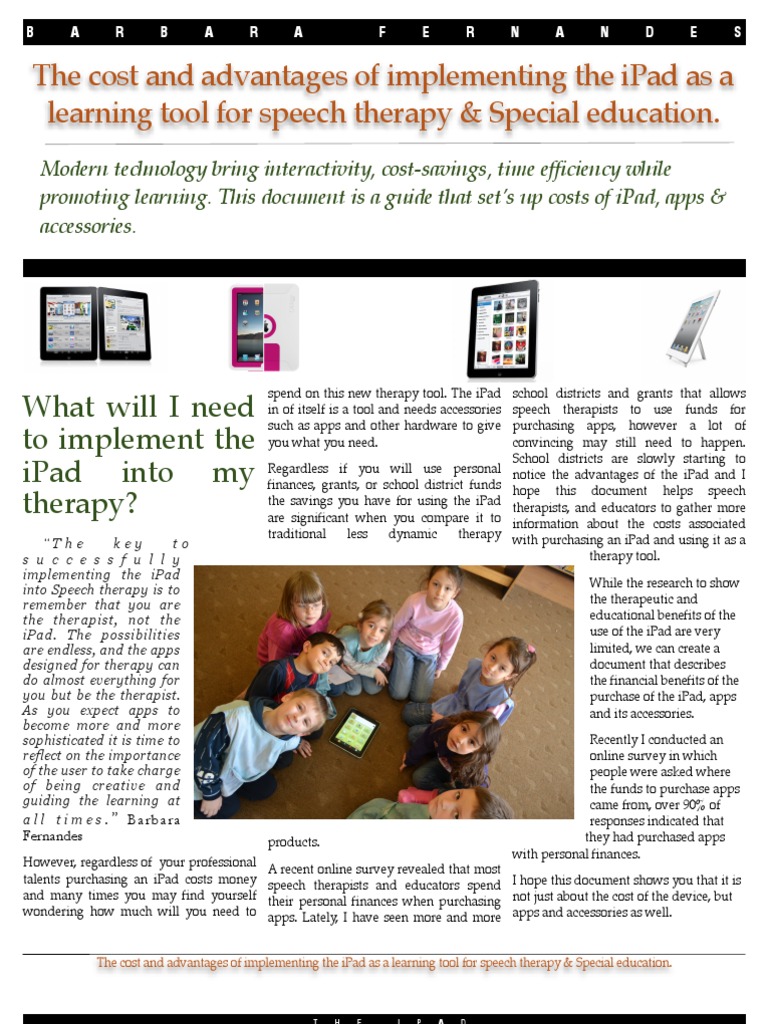 iPad Costs & Benefits for Speech Therapy | PDF | I Pad | Special Education