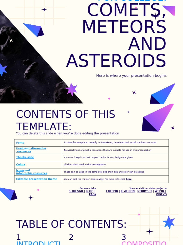 Astronomy Lesson For College Comets Meteors and Asteroids | PDF ...