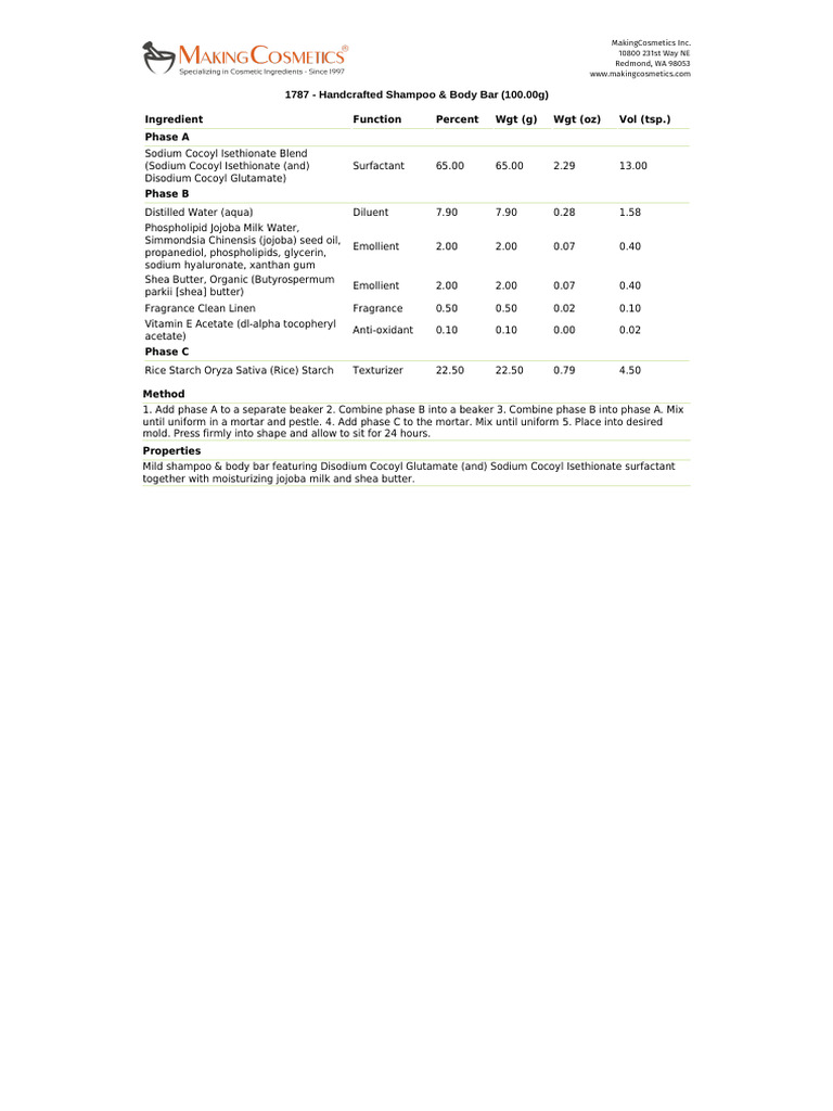 Formulasi Shampoo Bar | PDF