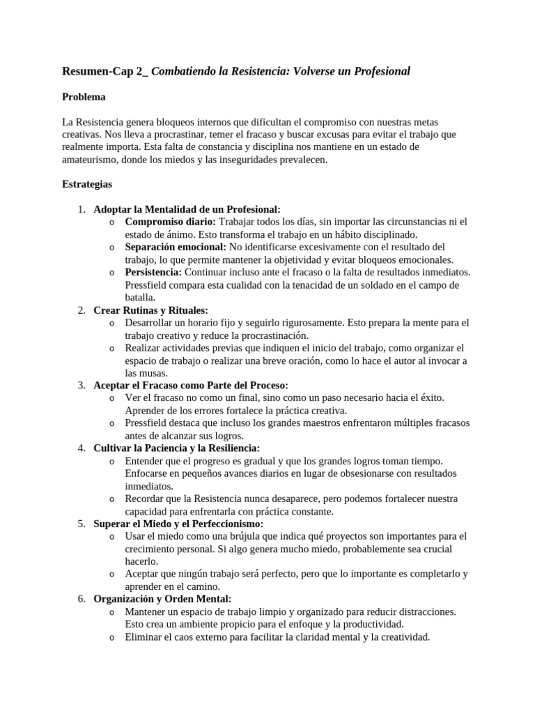 Resumen-Cap 2 - Combatiendo La Resistencia | PDF | Sicología