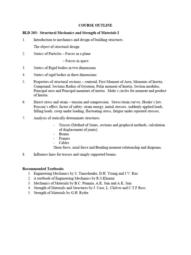 BLD203 Lecture Note Module 1 | PDF | Strength Of Materials | Classical Mechanics