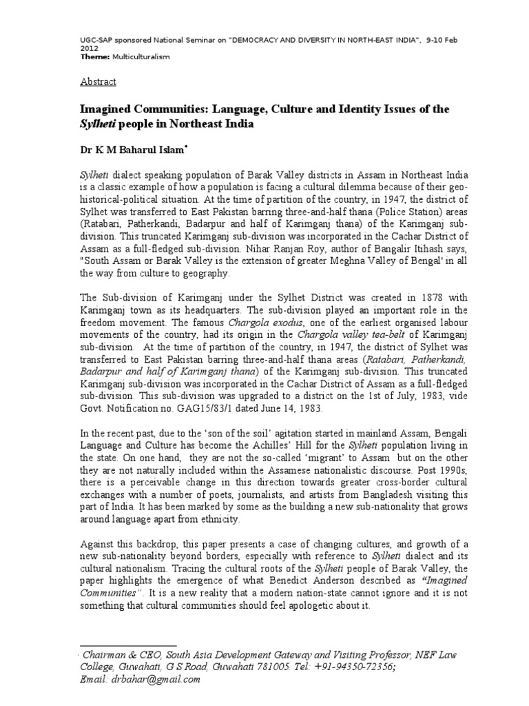 Imagined Communities - Language, Culture and Identity Issues of The ...