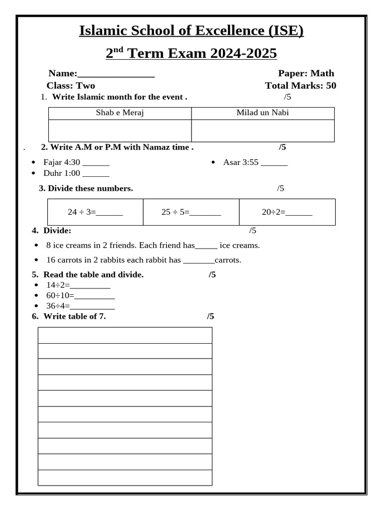 Class 2 Math 2nd Term | PDF