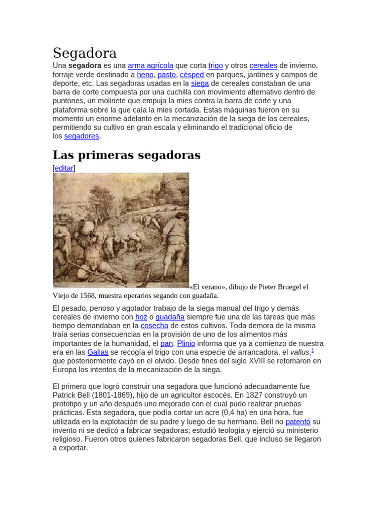 Definición y evolución de la segadora | PDF | Agricultura | Cosecha