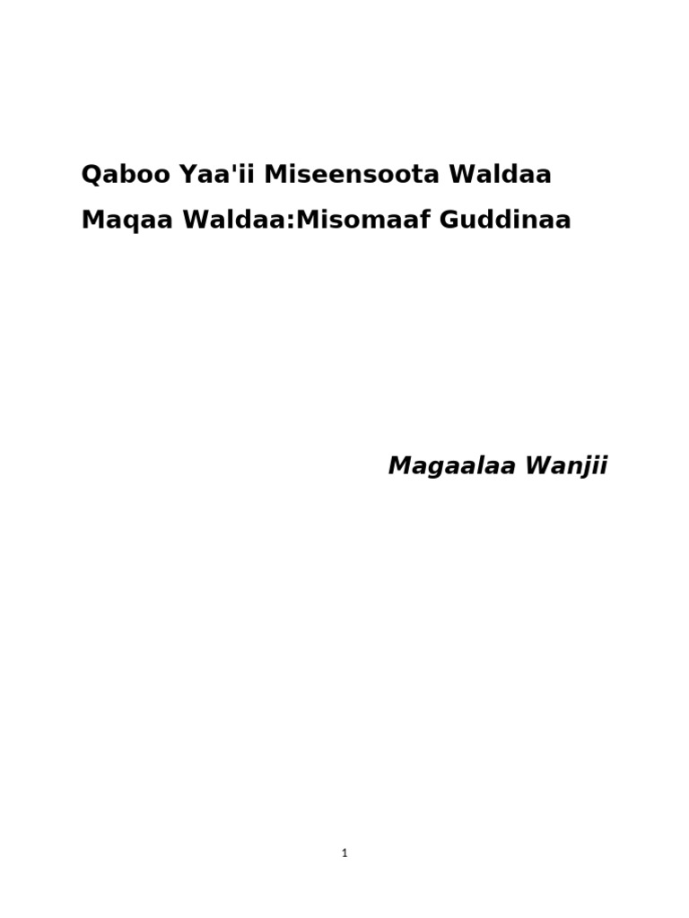 Danbii Waldaa Sirraa'Ee | PDF