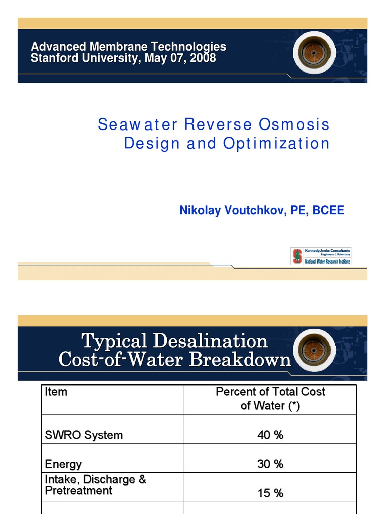 SWRO Design and Optimization | PDF | Membrane | Desalination