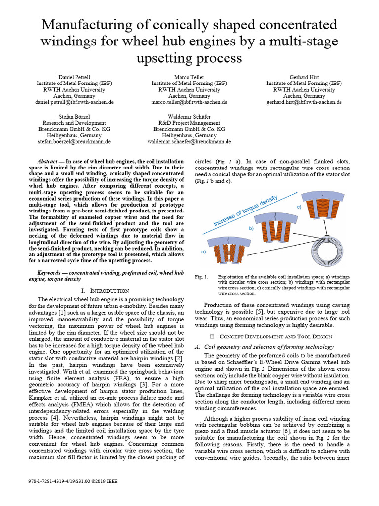 Manufacturing of Conically Shaped Concentrated Windings For Wheel Hub ...