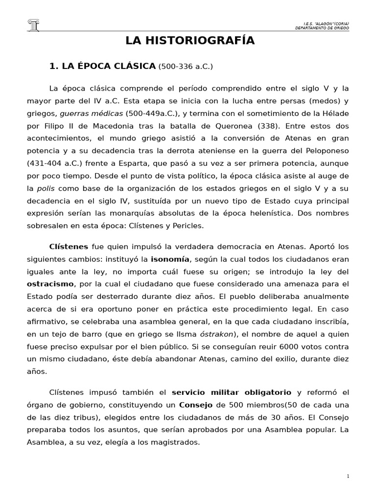 Historia Clásica: Clístenes y Pericles | PDF | Antigua Grecia | Esparta