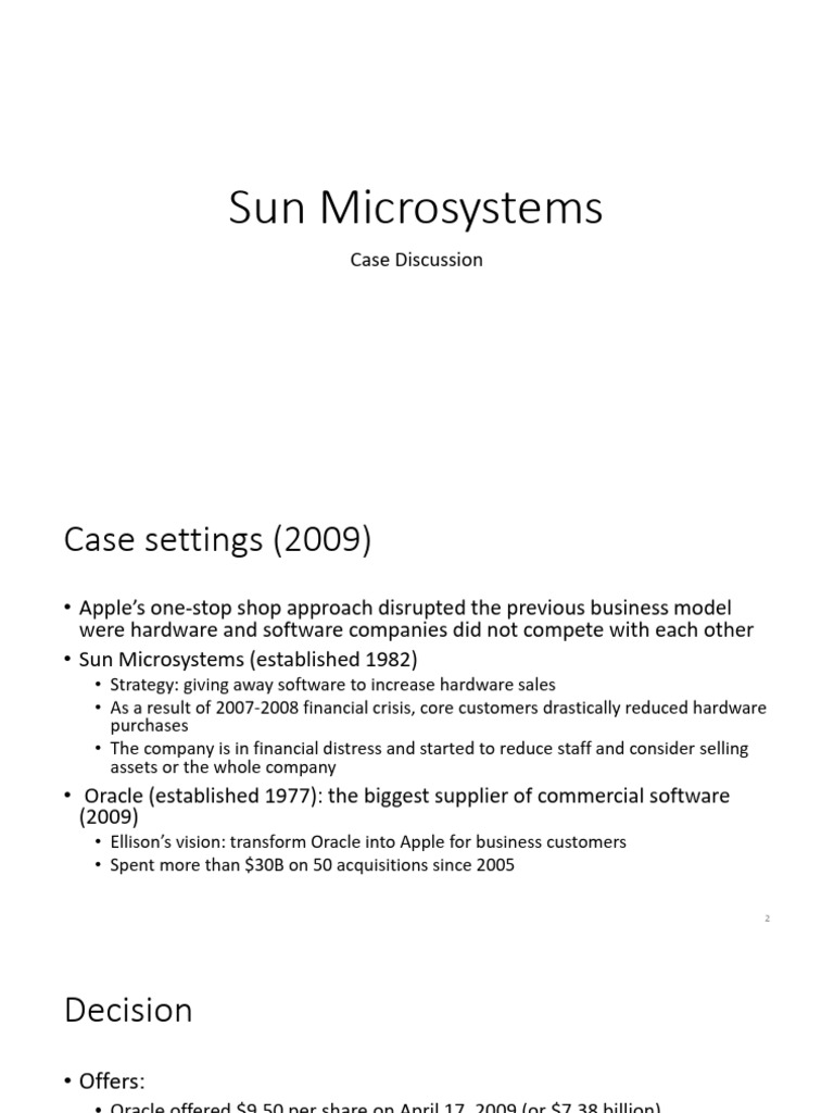 Sun Microsystems Summary | PDF | Free Cash Flow | Mergers And Acquisitions