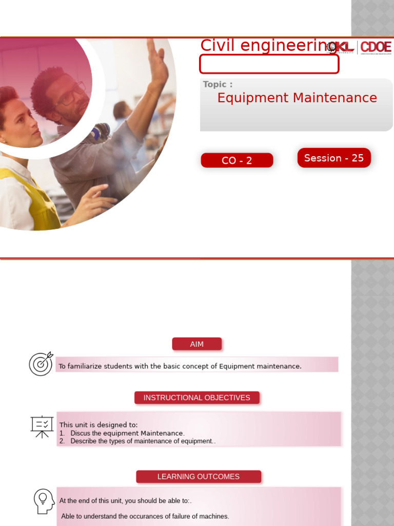 Session 25_Equipment maintenance | PDF | Engineering | Systems Engineering