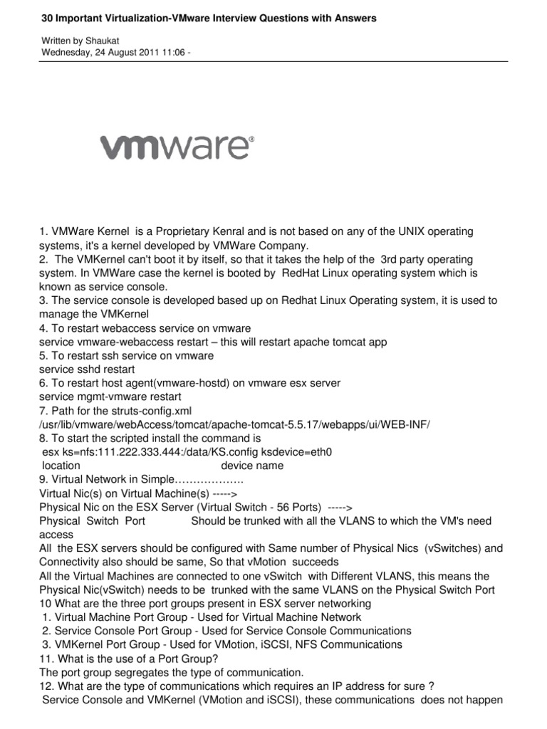 30 Important Virtualization Vmware Interview Questions With Answers ...