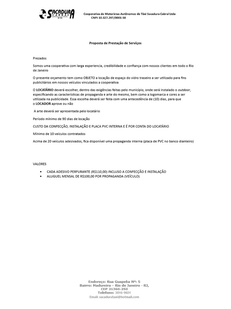 Proposta de Prestação de Serviços (1) | PDF