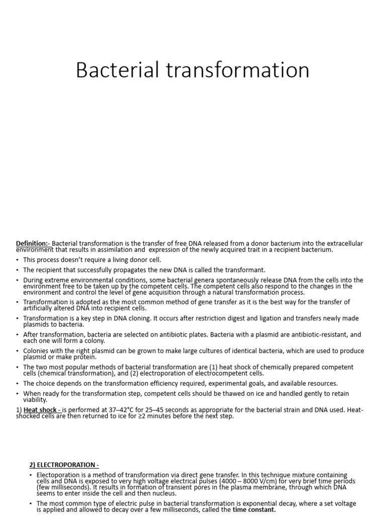 Bacterial Transformation PDF | PDF | Transformation (Genetics) | Bacteria