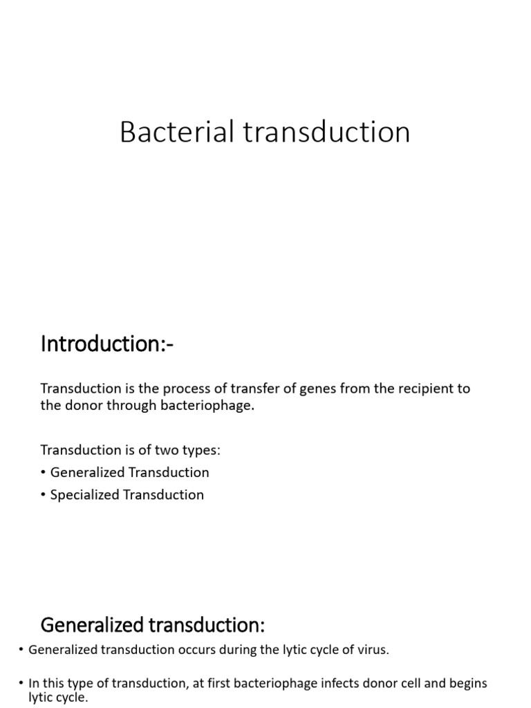 Bacterial Transduction | PDF | Bacteriophage | Virus
