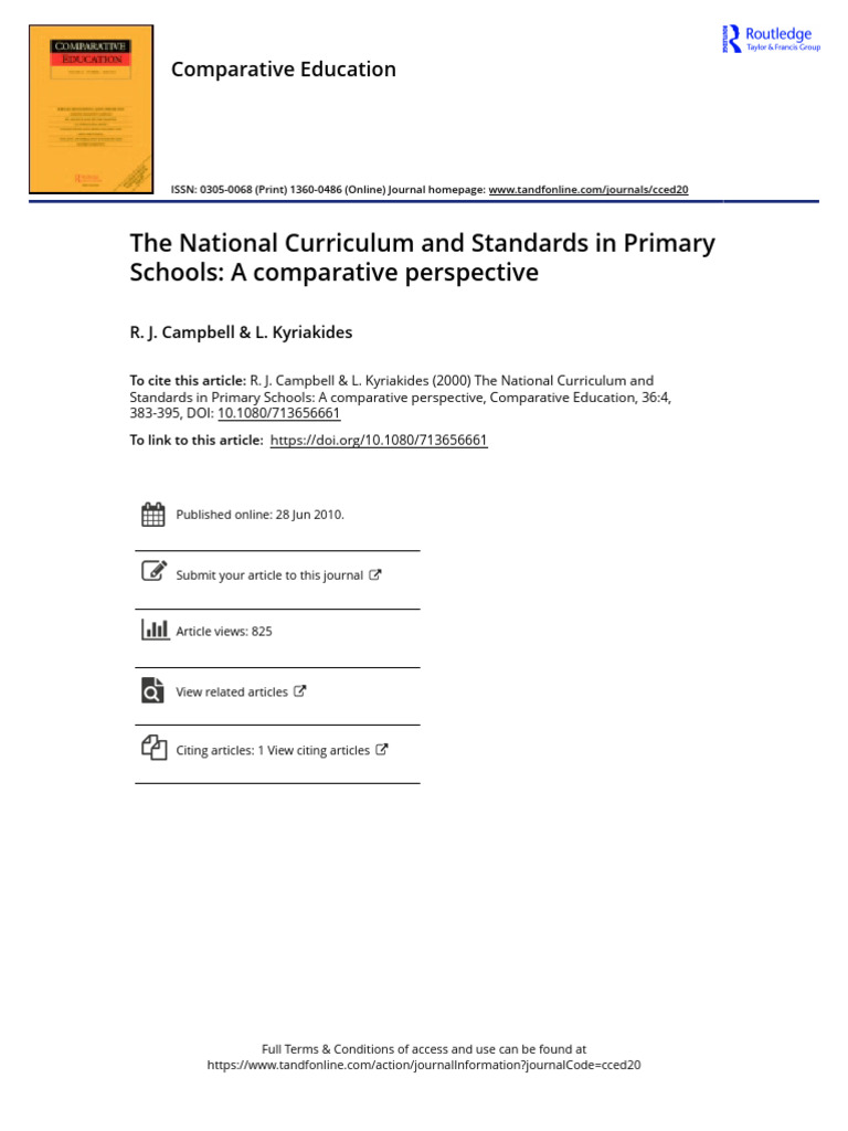 The National Curriculum and Standards in Primary Schools A Comparative ...