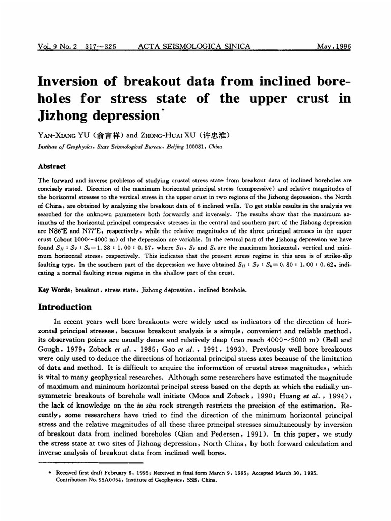 Inversion of breakout data from | PDF | Fault (Geology) | Stress ...