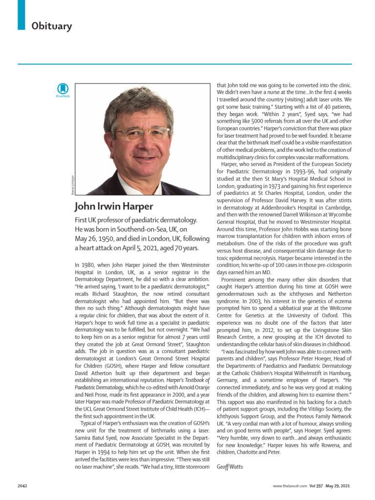John Irwin Harper Lancet | PDF | Dermatology | Pediatrics