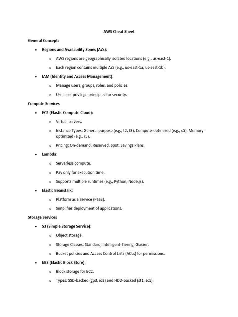 AWS Cheat Sheet 1735348978 | PDF | Computer Data | Computing